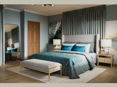 Blue and Green Modern Master Bedroom Design | Decorilla
