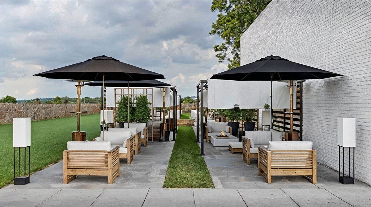 Moody Cigar Lounge Design with Outdoor Patio | Decorilla