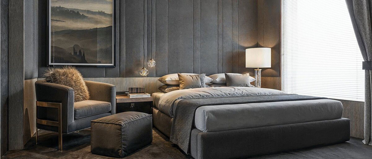 Masculine Contemporary Master Bedroom | Decorilla