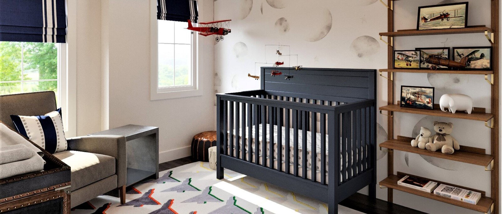 Rocket & Airplane Themed Nursery Design | Decorilla