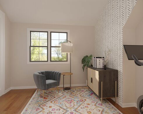 Small Home Office & Gym Combo Design | Decorilla