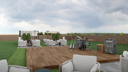 Moody Cigar Lounge Design with Outdoor Patio | Decorilla