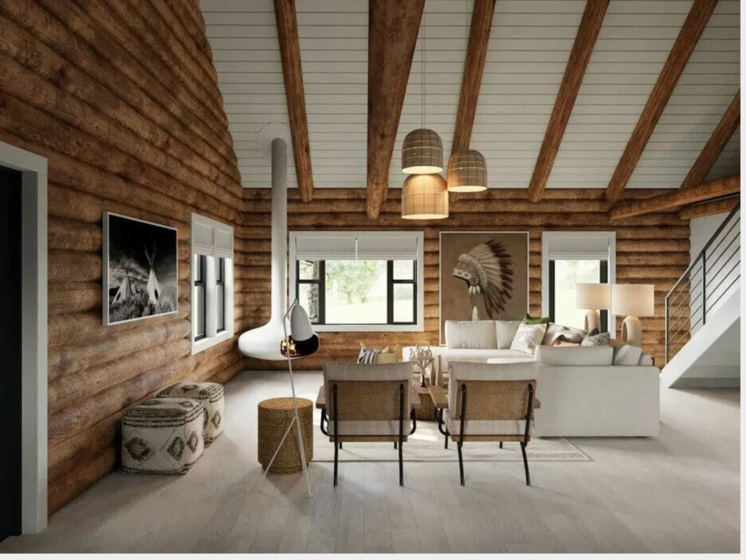 Modern Rustic Cabin Living Room Design | Decorilla