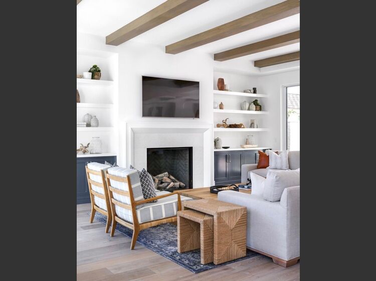 Colorful Den with Wood Paneling Walls Decor | Decorilla