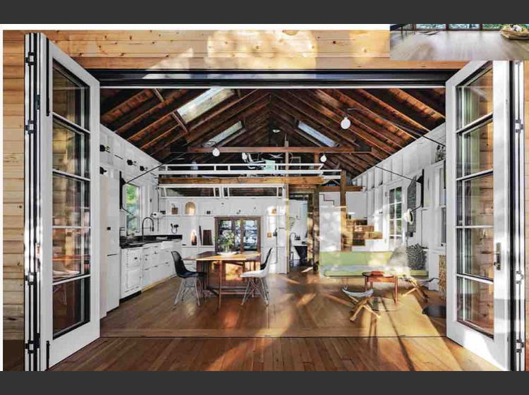 Modern Rustic Lakehouse Living and Dining | Decorilla
