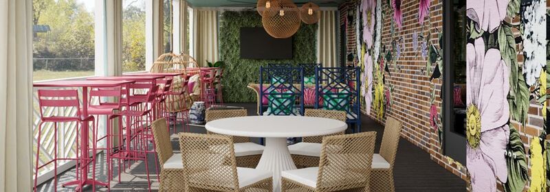 Floral Inspired Hotel Outdoor Space | Decorilla