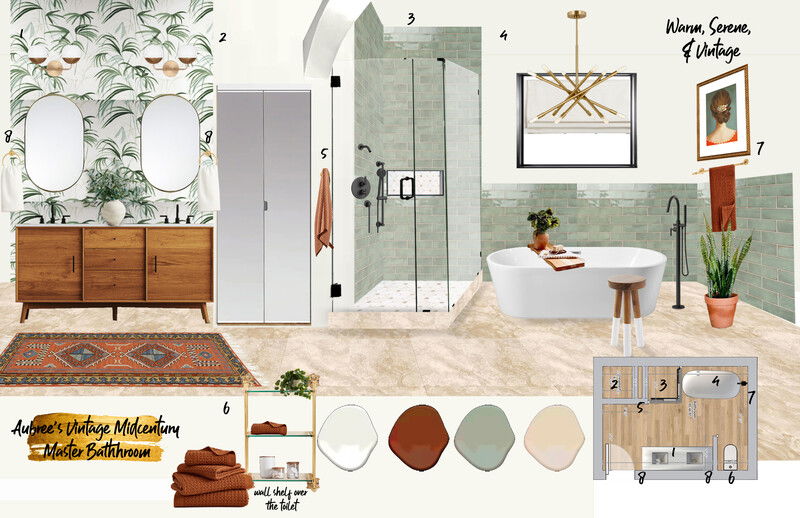 Vintage Midcentury Master Bathroom | Decorilla