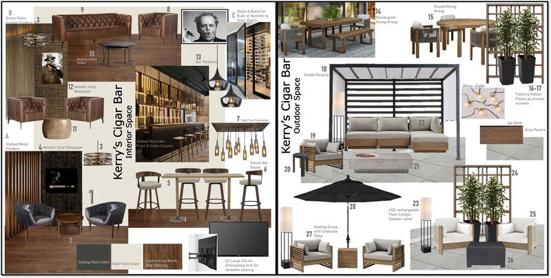 Moody Cigar Lounge Design with Outdoor Patio | Decorilla
