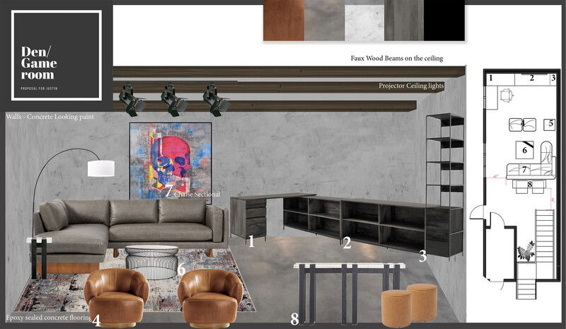 Minimalist Masculine Bedroom and Den | Decorilla