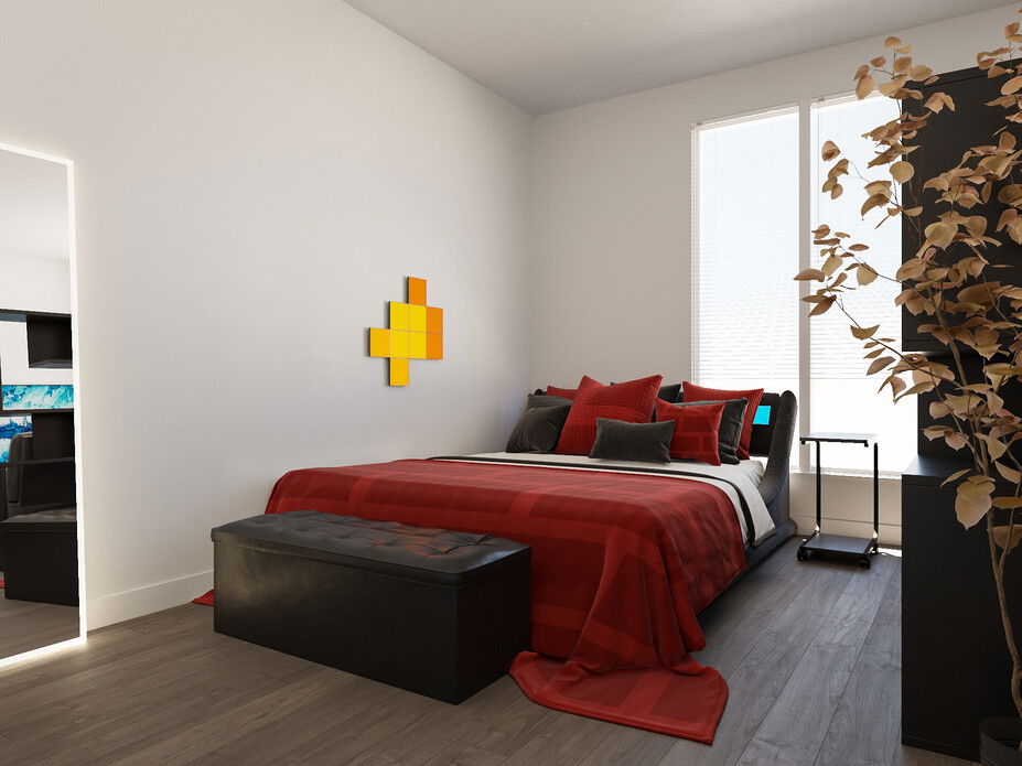 Black & Red Modern Studio Apartment Design | Decorilla