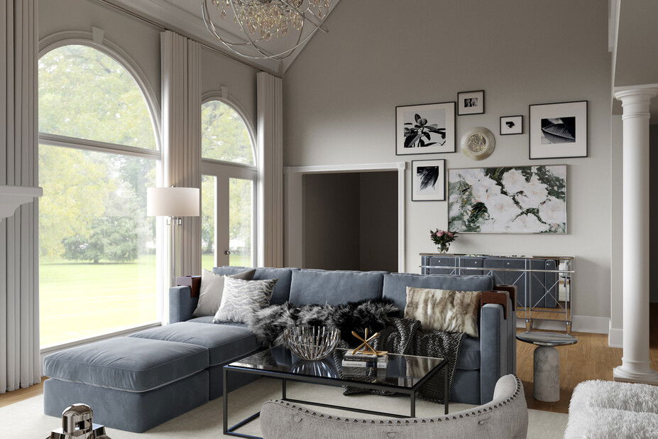 Glam Transitional Living Room Transformation | Decorilla