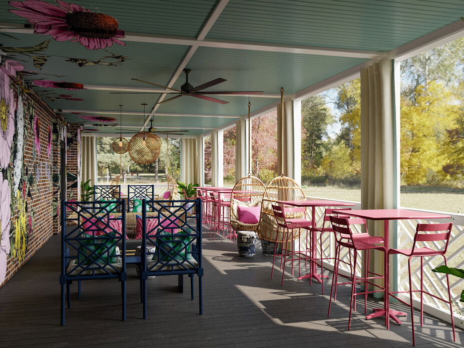 Floral Inspired Hotel Outdoor Space | Decorilla