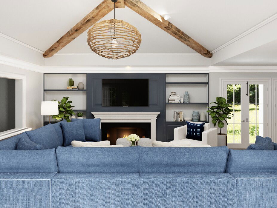 Vaulted Ceiling Rustic Living Room Design | Decorilla