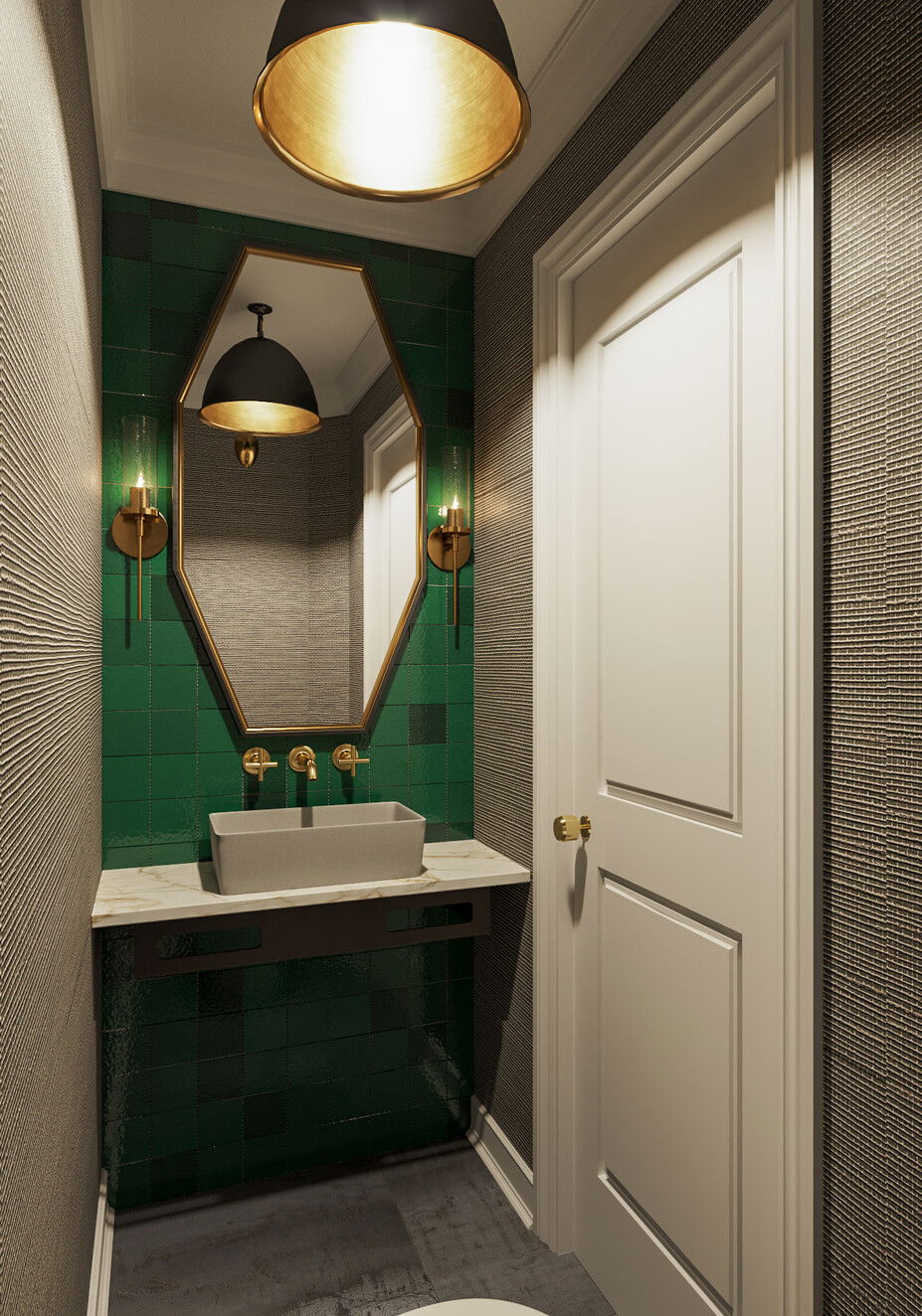 Bold and Impressive Powder Room | Decorilla