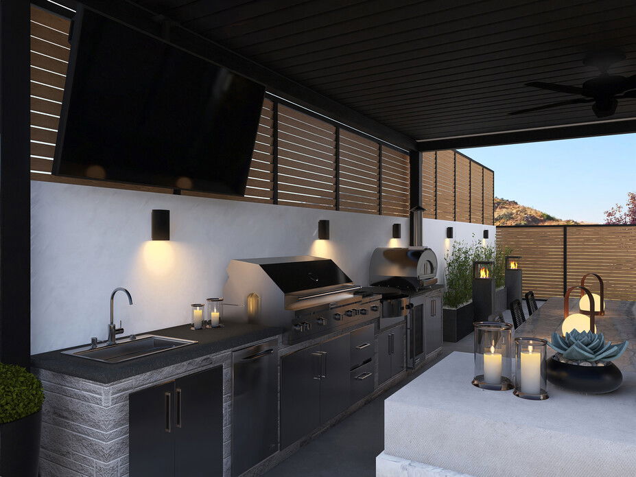 Modern Patio Grill & Bar Area Design | Decorilla