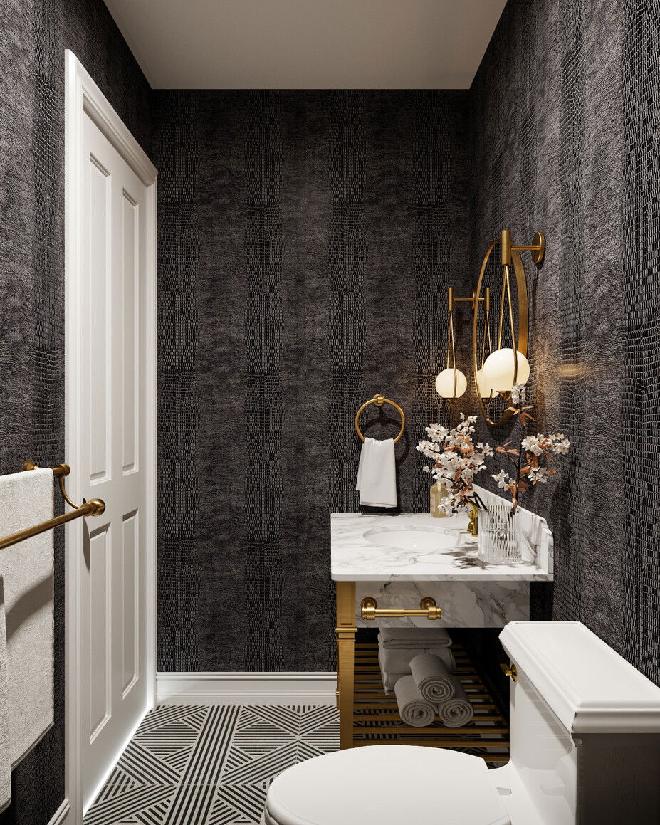 Fresh & Comfortable Powder Room Design | Decorilla