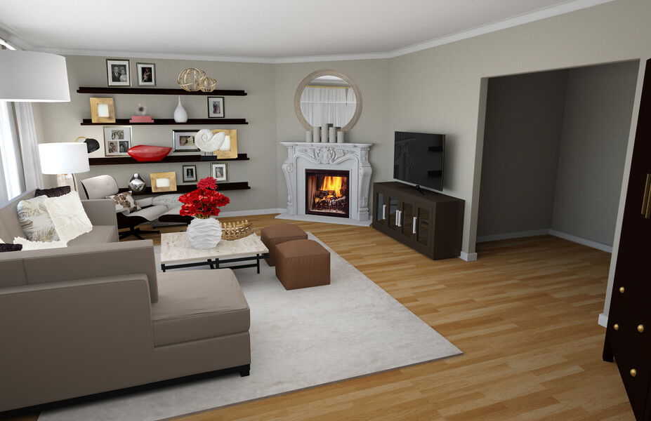Warm, Transitional Living Room | Decorilla